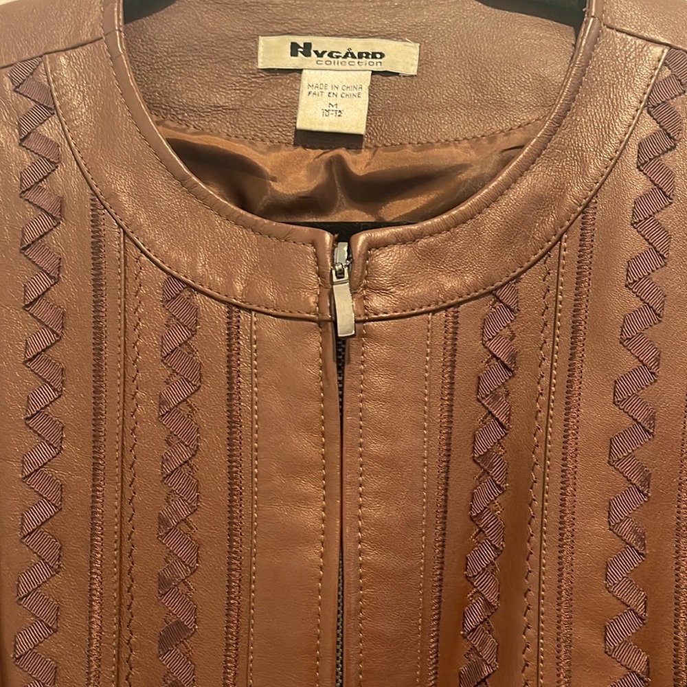 *Rare* Stunning Real Leather & Fabric Jacket With Rib… - Gem